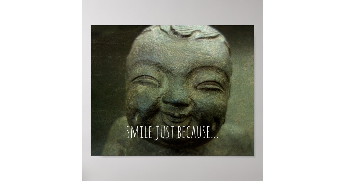 smile happiness zen quote laughing Buddha photo Poster | Zazzle