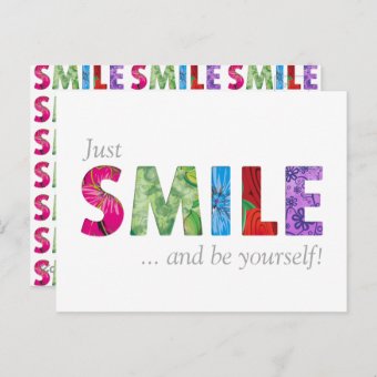 Smile Happy Quote 02 - Be YourSelf Postcard | Zazzle