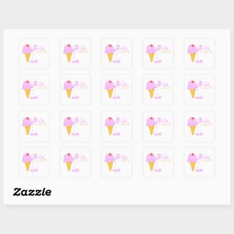 Smile Ice Cream Square Sticker | Zazzle