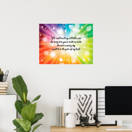 Smile Inspirational Happy Quote Star Rainbow Poster | Zazzle