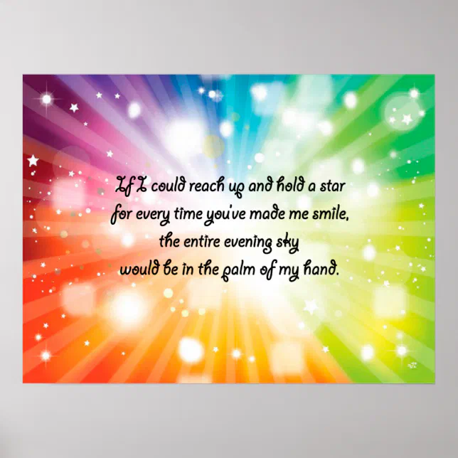 Smile Inspirational Happy Quote Star Rainbow Poster | Zazzle