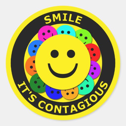 SMILE IT'S CONTAGIOUS CLASSIC ROUND STICKER | Zazzle