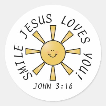 Smile Jesus Loves You Classic Round Sticker | Zazzle