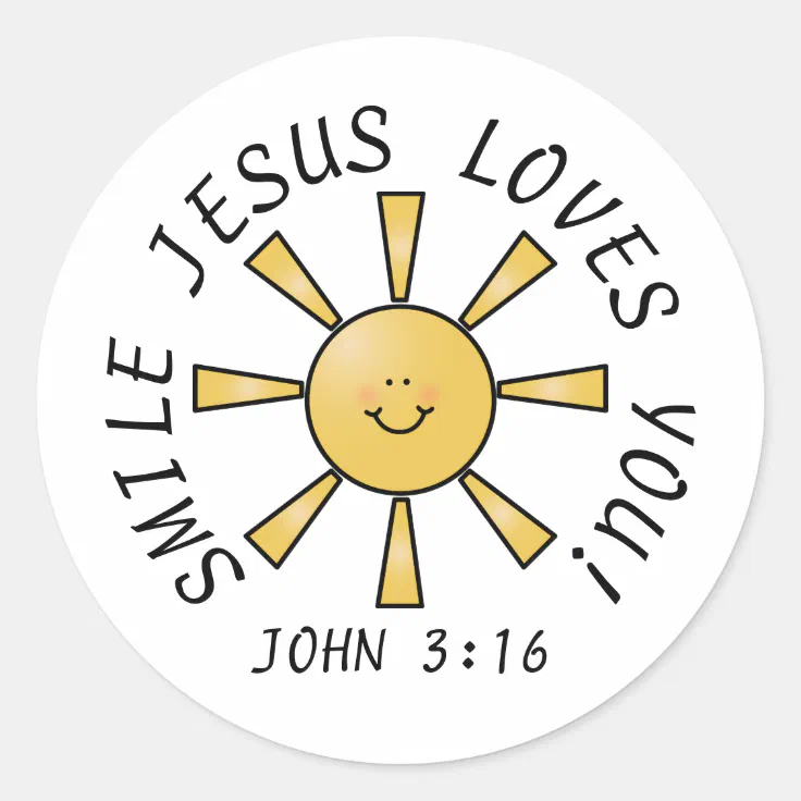 Smile Jesus Loves You Classic Round Sticker | Zazzle