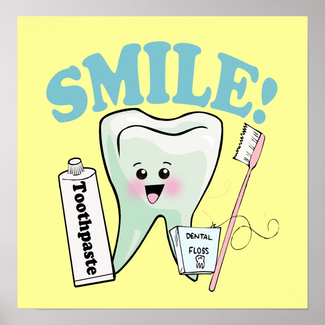 Smile Kawaii Tooth Art Poster | Zazzle