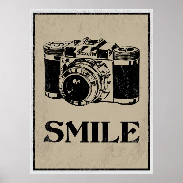 Smile: Retro Camera Art Poster | Zazzle