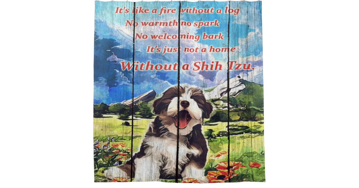 Smile Shih Tzu With Beautiful Scenery Shower Curtain | Zazzle