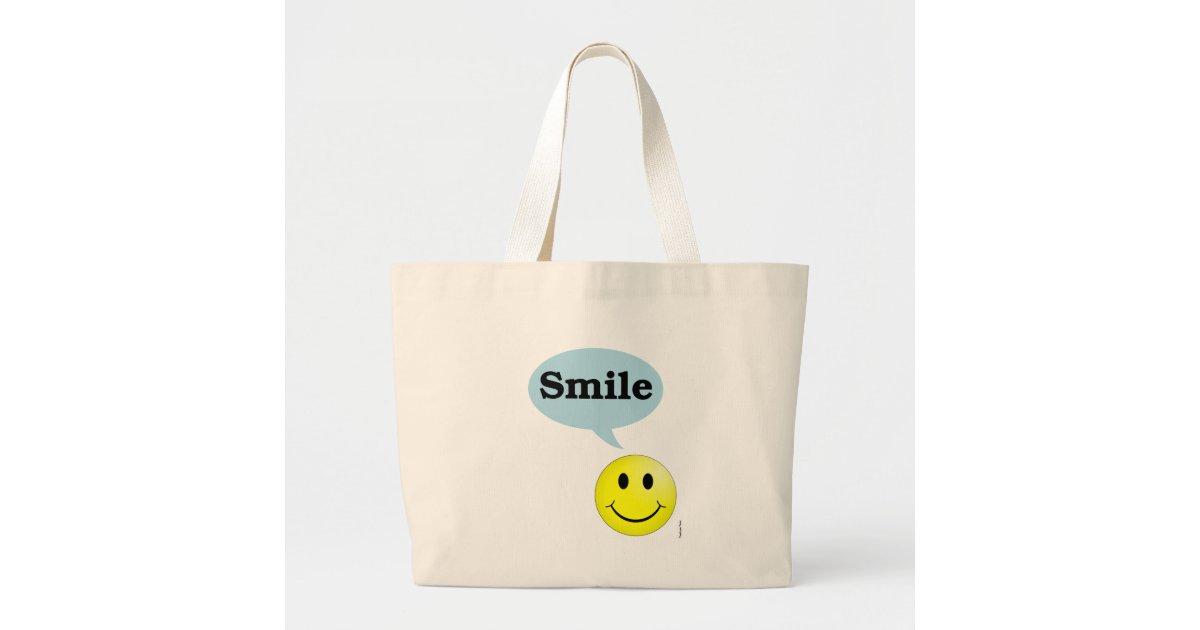 Smile-Smiley Face Large Tote Bag | Zazzle