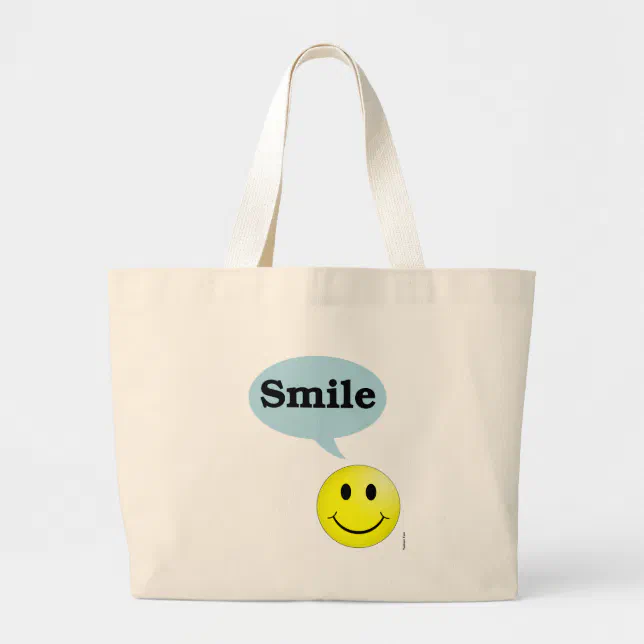 Smile-Smiley Face Large Tote Bag | Zazzle