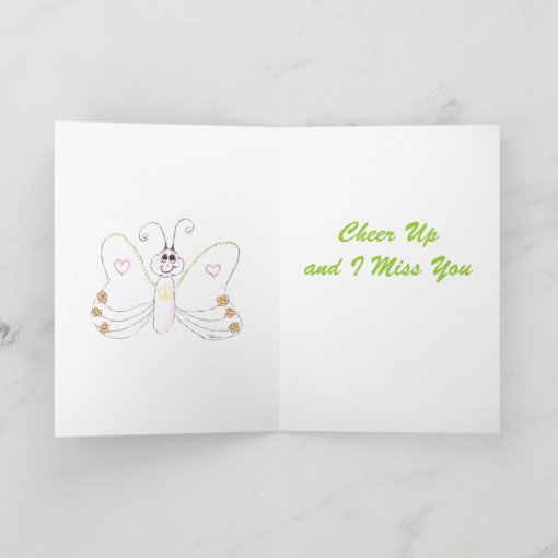 Smile Sunflower Butterflies Cheer up Greeting Card | Zazzle