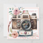 Smile | Vintage Camera Birthday Photo Card | Zazzle