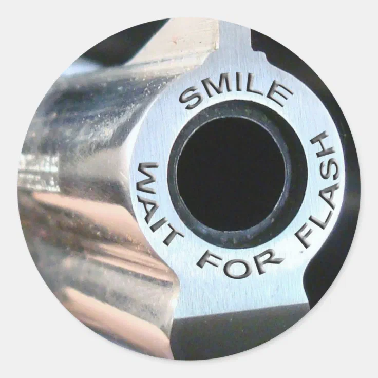 Smile-wait for flash.jpg classic round sticker | Zazzle