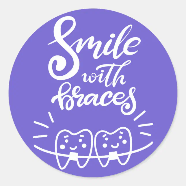 Smile With Braces | Smiling Teeth Classic Round Sticker | Zazzle