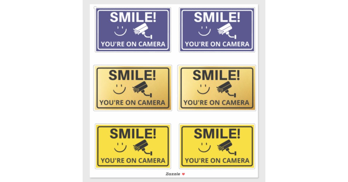 Smile You're On Camera Sign, Video Surveillance S Sticker | Zazzle
