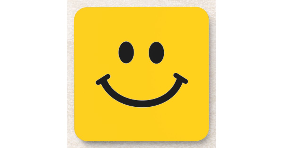 Smiley Face Coaster - Square (Customizable) | Zazzle