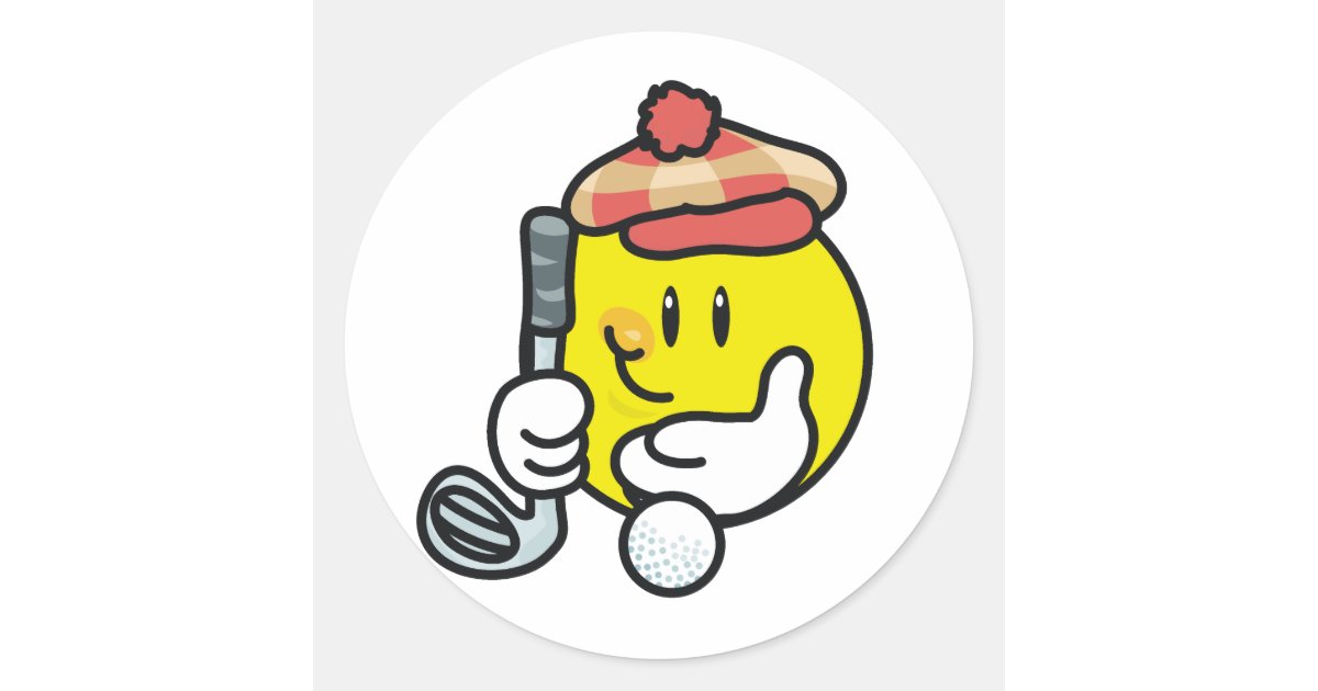 Smiley Face Golf T-shirts and Gifts Classic Round Sticker | Zazzle