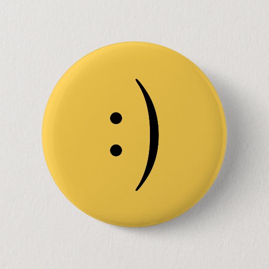 Smiley face with colon and parenthesis button | Zazzle.com