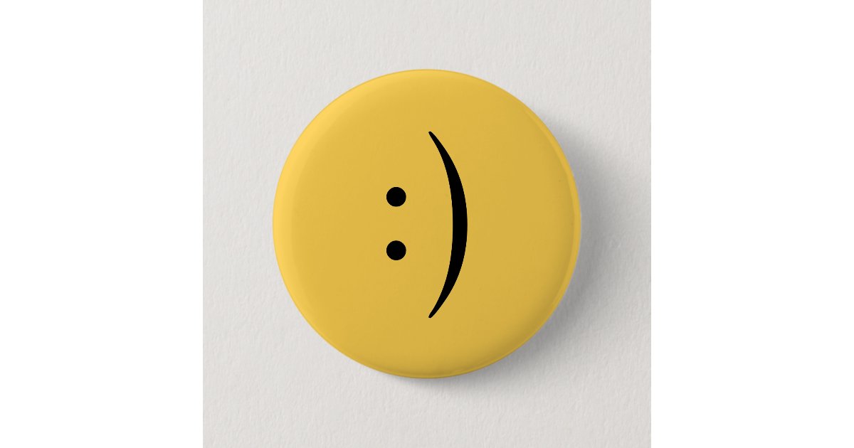 Smiley face with colon and parenthesis button | Zazzle.com