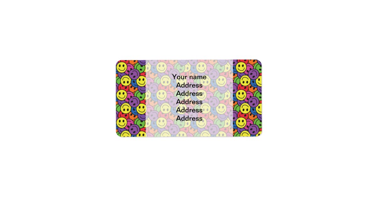 Smiley Faces Retro Hippy Pattern Label | Zazzle