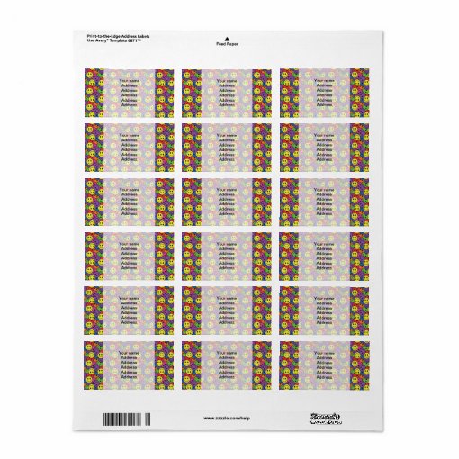 Smiley Faces Retro Hippy Pattern Label | Zazzle