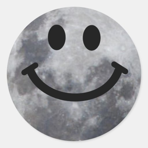 Smiley Moon Classic Round Sticker | Zazzle