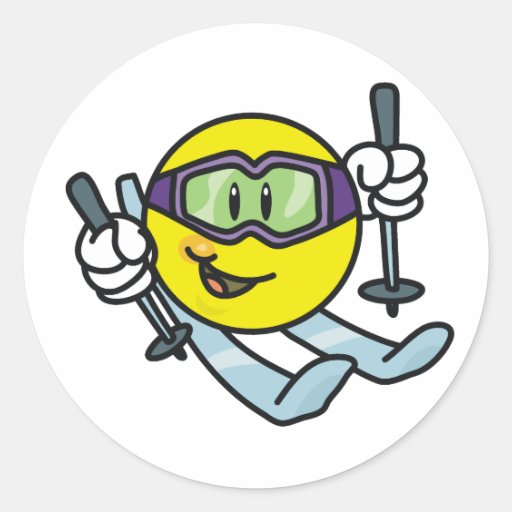 Smiley Skiing Stickers | Zazzle