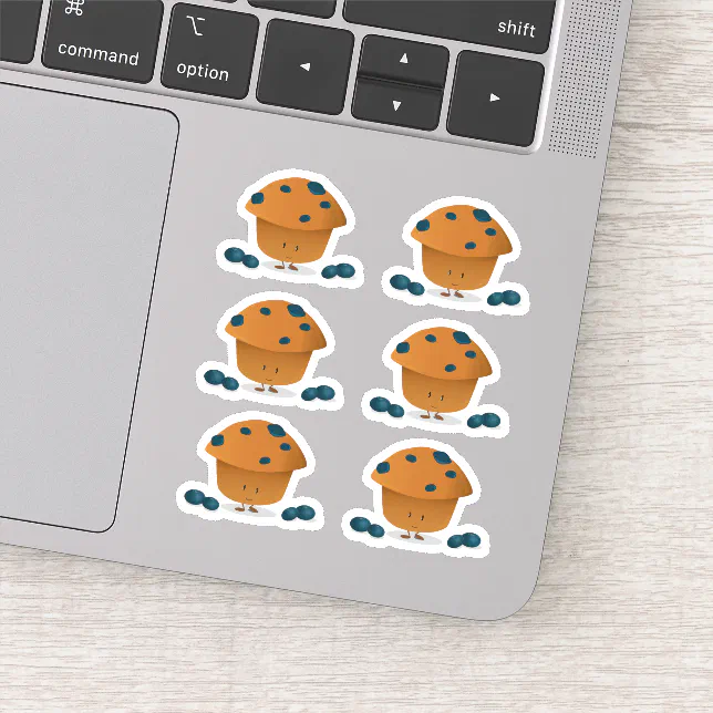 Smiling Blueberry Muffin Cartoon Character Sticker | Zazzle
