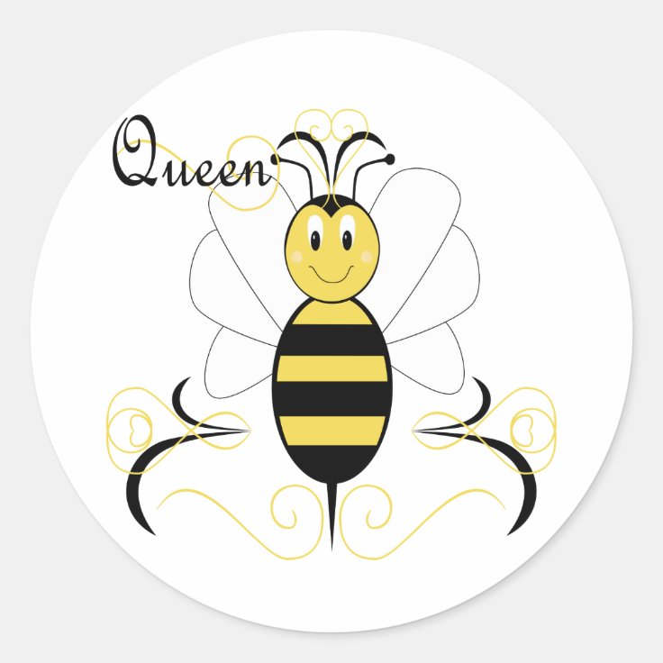 Smiling Bumble Bee Queen Bee Sticker | Zazzle