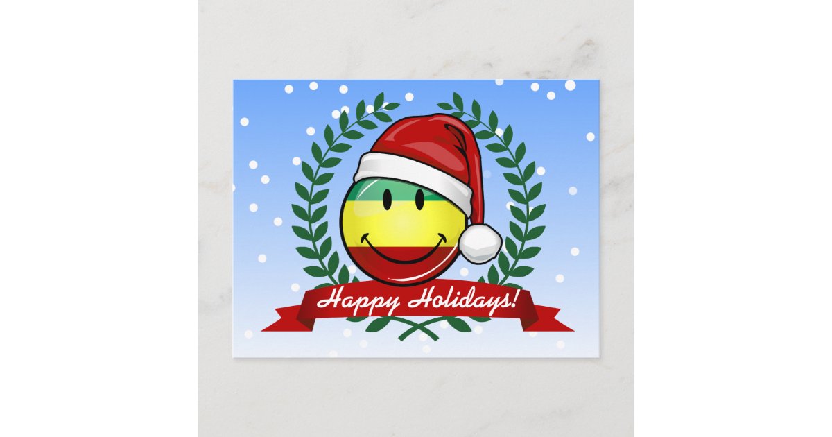 Smiling Christmas Style Rastafarian Flag Holiday Postcard | Zazzle