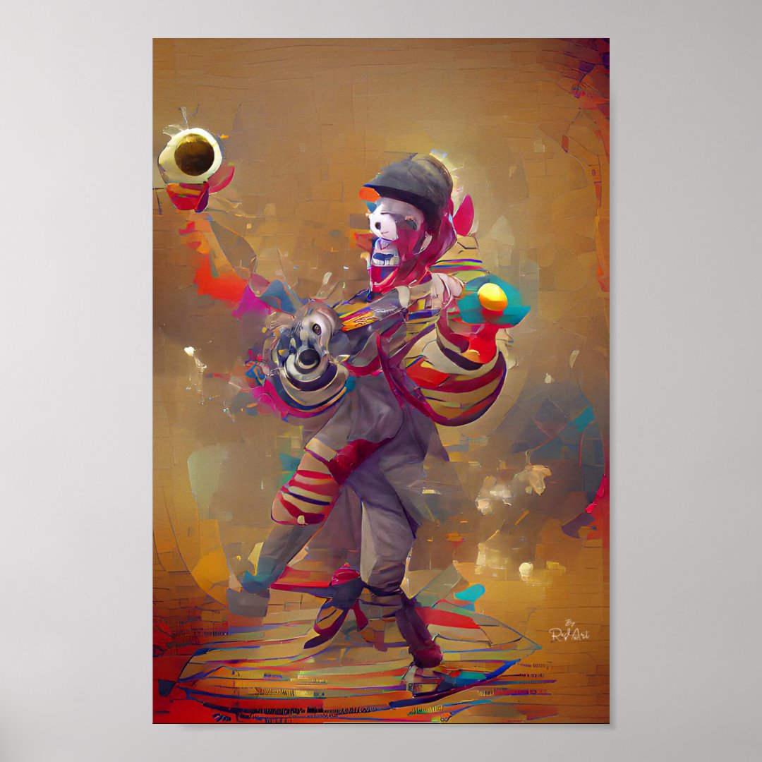 SMILING CLOWN fantasy art illustration poster | Zazzle