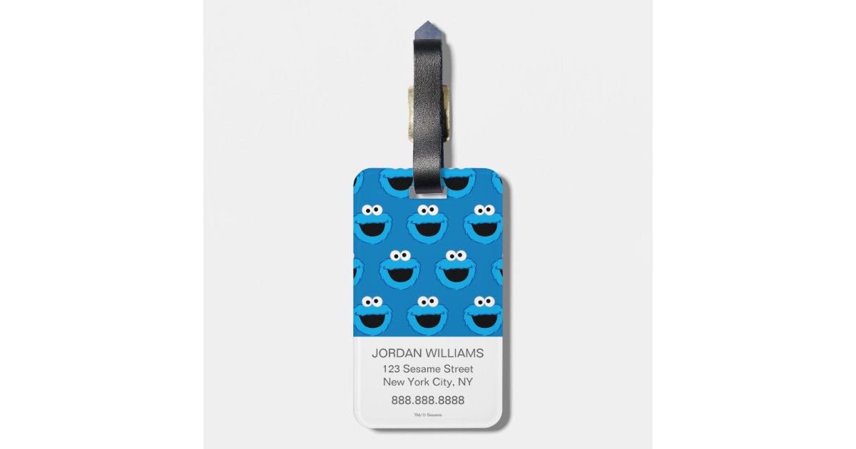 Smiling Cookie Monster Pattern Luggage Tag | Zazzle