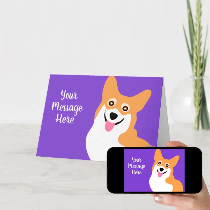 Smiling Corgi Birthday Custom Text Card | Zazzle