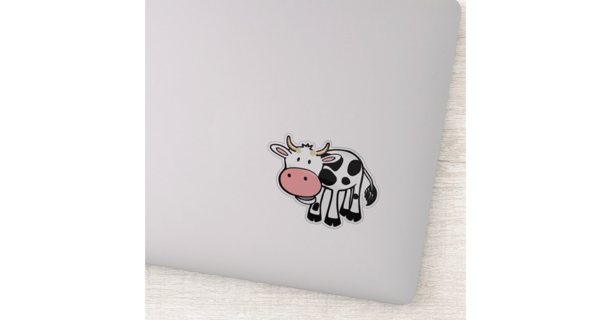 Smiling Cow with Daisies Sticker | Zazzle