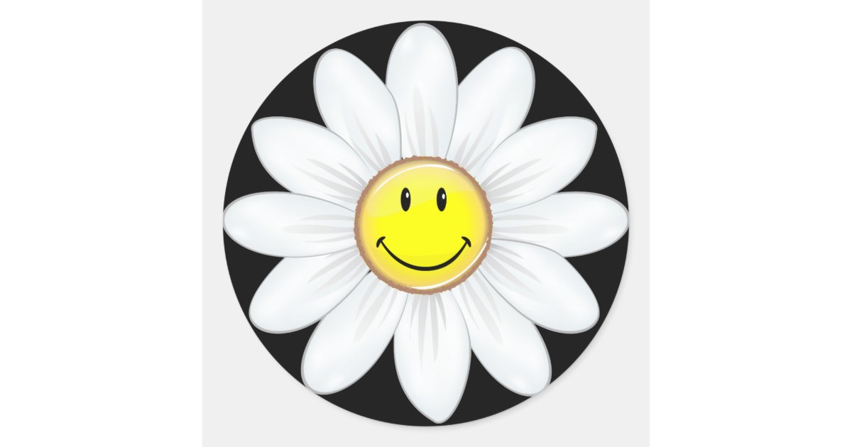 Smiling Daisy Flower Classic Round Sticker | Zazzle