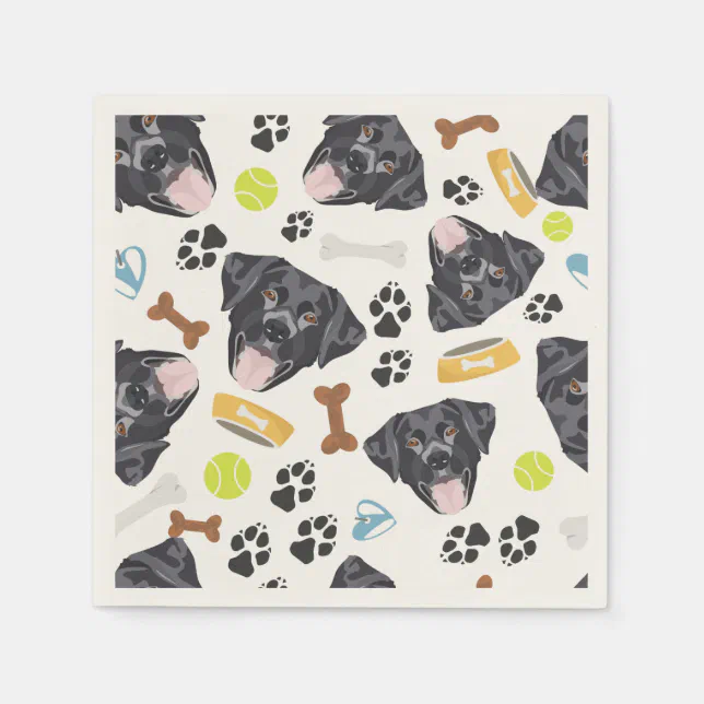Smiling Dog black labrador Napkins | Zazzle