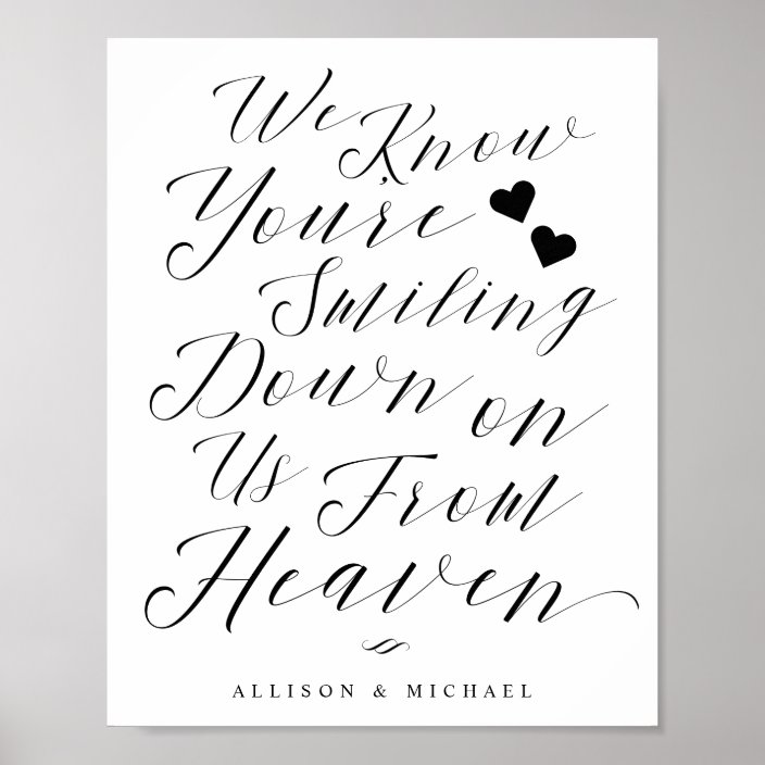 Smiling Down From Heaven Script Memorial Sign | Zazzle