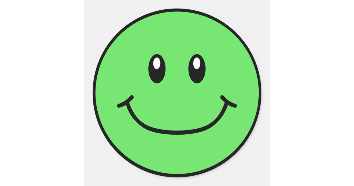 Smiling Face Stickers Green 0001 | Zazzle