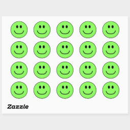 Smiling Face Stickers Green 0002 | Zazzle