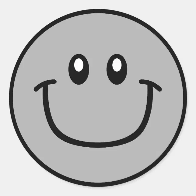 Smiling Face Stickers Grey 0003 | Zazzle
