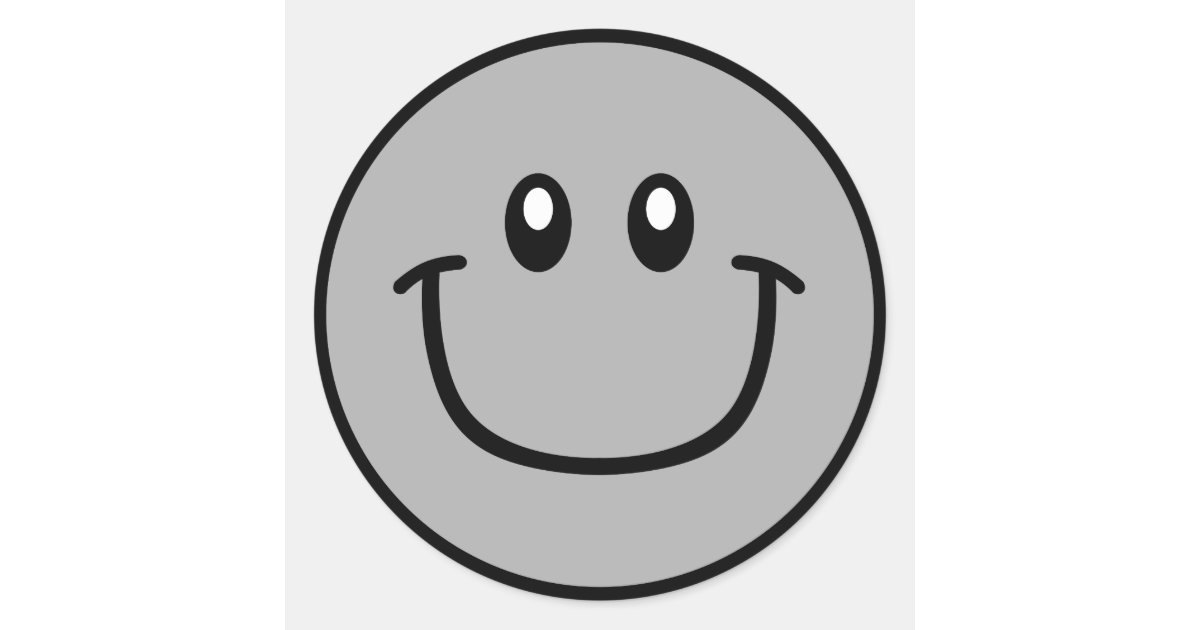 Smiling Face Stickers Grey 0003 | Zazzle