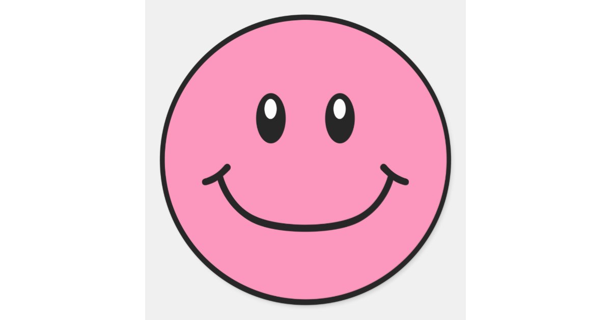 Smiling Face Stickers Pink 0001 | Zazzle
