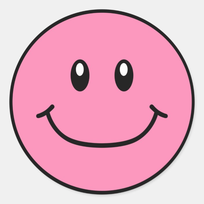 Smiling Face Stickers Pink 0001 | Zazzle.com