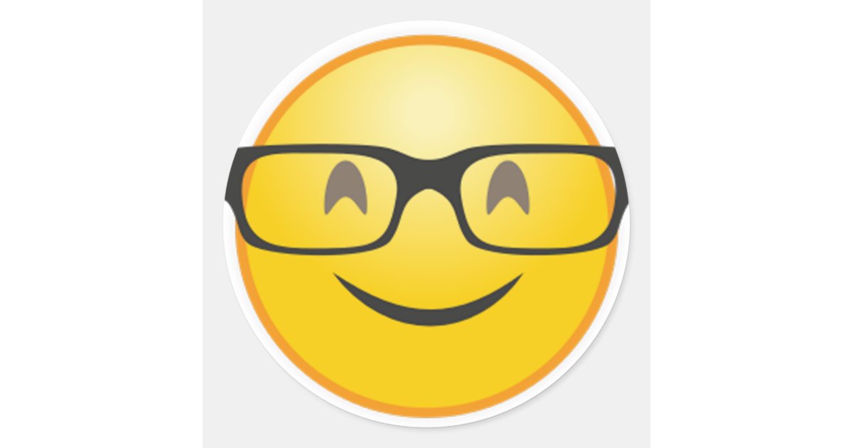 Smiling face with nerd glasses funny emoji sticker | Zazzle