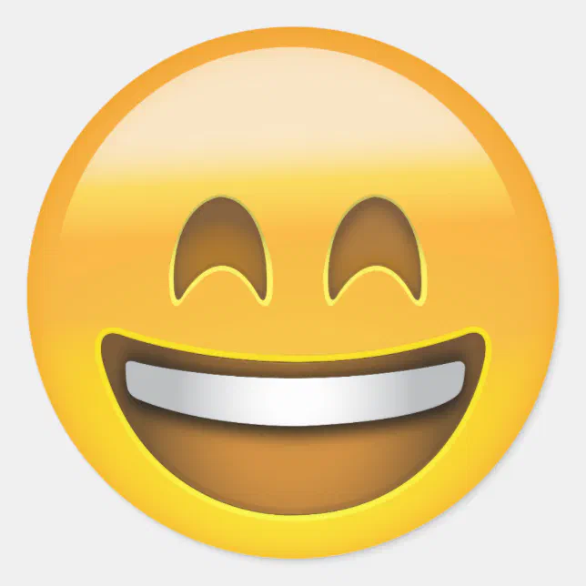 Smiling Face With Open Mouth & Smiling Eyes Emoji Classic Round Sticker ...