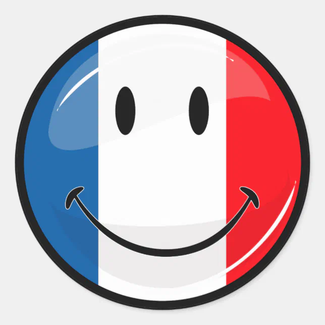 Smiling French Flag Classic Round Sticker | Zazzle