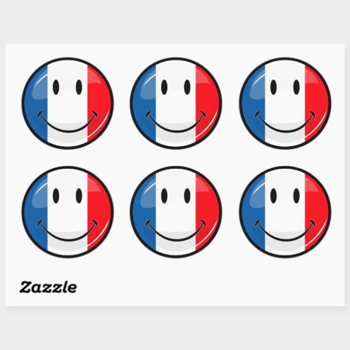 Smiling French Flag Classic Round Sticker | Zazzle