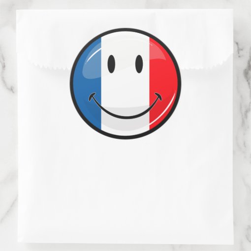 Smiling French Flag Classic Round Sticker | Zazzle