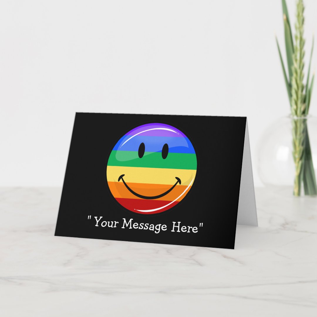 Smiling Gay Pride Flag Custom Greeting Card | Zazzle