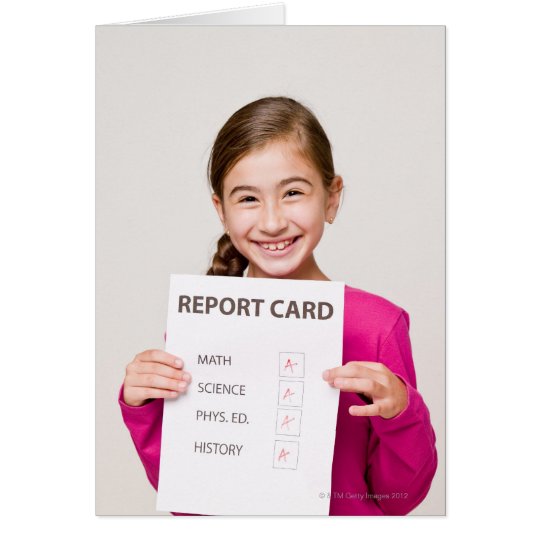 Smiling girl student proud of report card | Zazzle.com