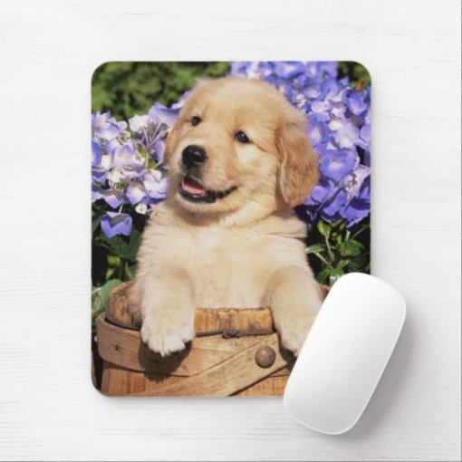 Smiling Golden Retriever Puppy Dog Mouse Pad | Zazzle